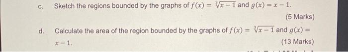 Solved c. Sketch the regions bounded by the graphs of | Chegg.com