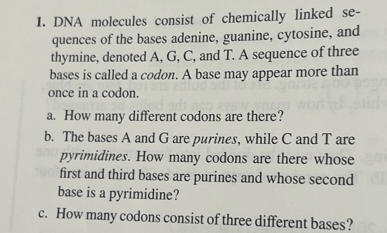 Solved DNA molecules consist of chemically linked sequences | Chegg.com