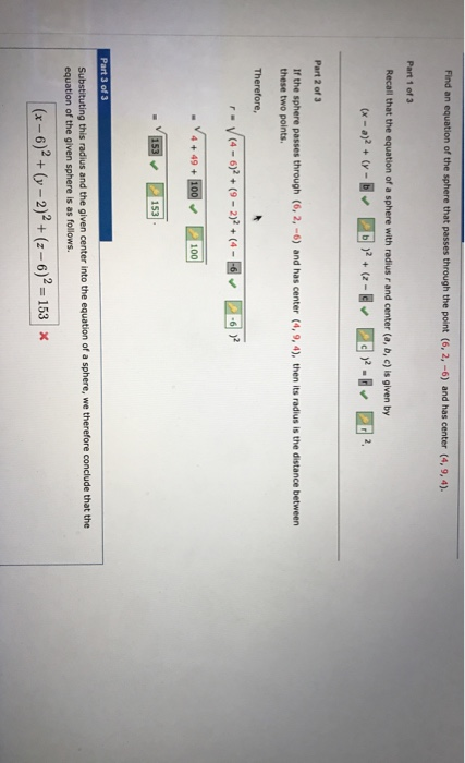 Solved Find an equation of the sphere that passes through | Chegg.com