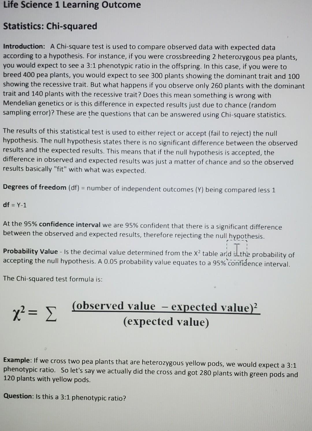 Solved Statistics: Chi-squared Introduction: A Chi-square | Chegg.com