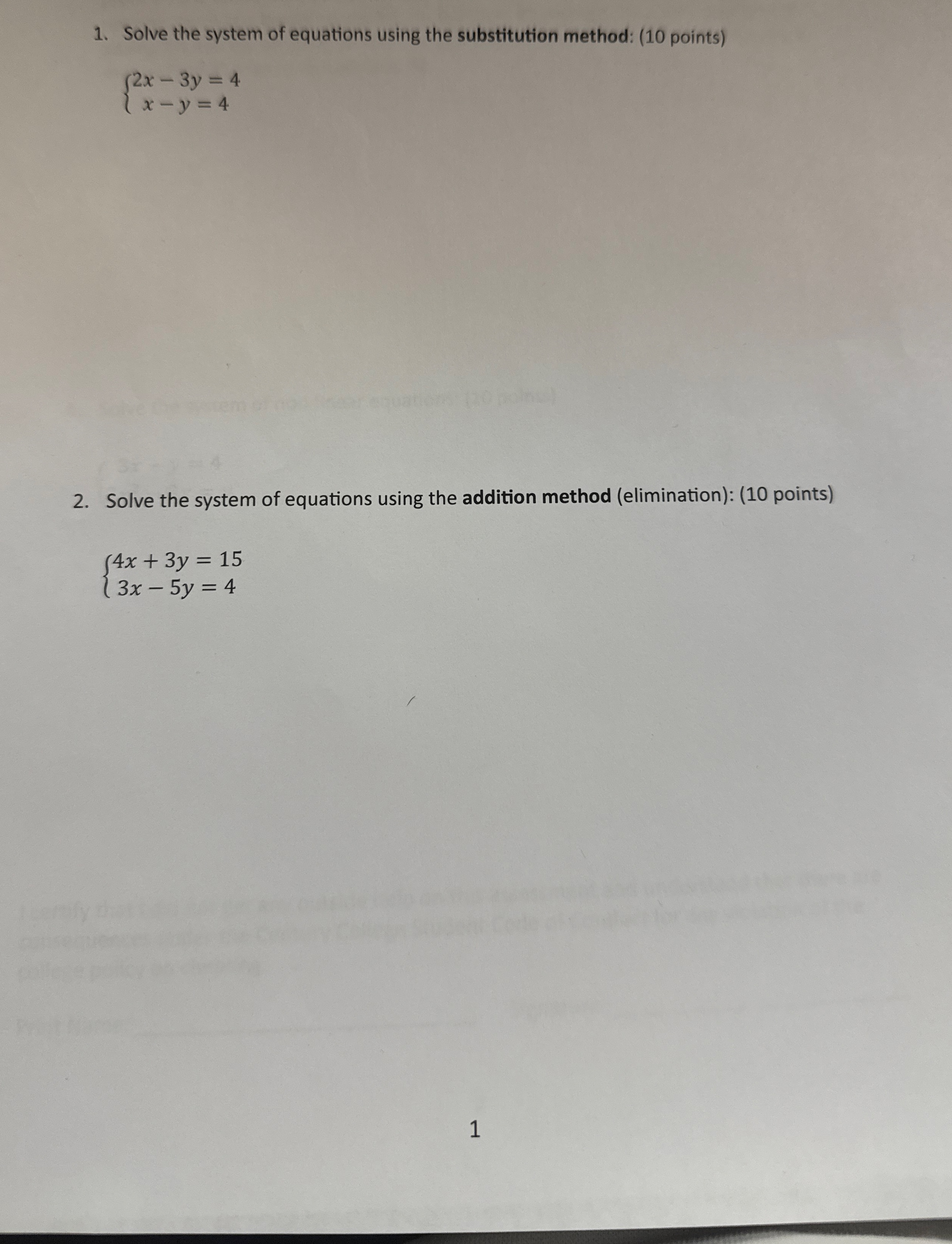 Solved Solve the system of equations using the substitution | Chegg.com
