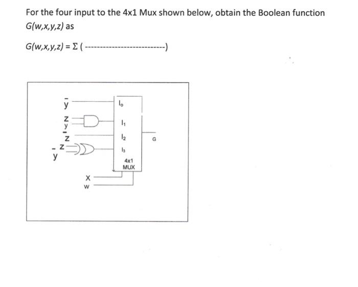 Solved For the four input to the 4x1 Mux shown below, obtain | Chegg.com