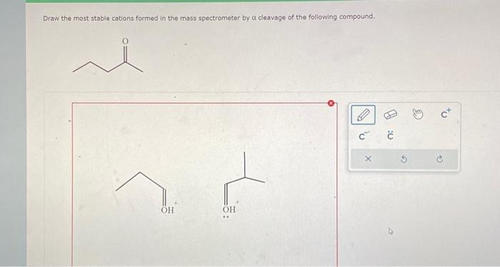 Solved Draw the most stable cations formed in the mass | Chegg.com