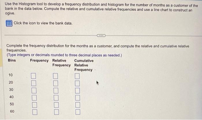 Solved Use the Histogram tool to develop a frequency | Chegg.com