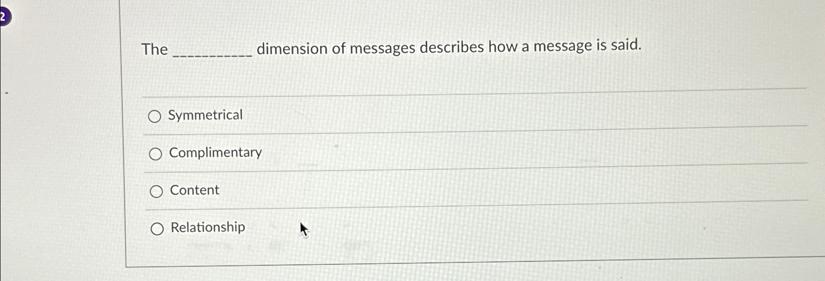 Solved The dimension of messages describes how a message is | Chegg.com