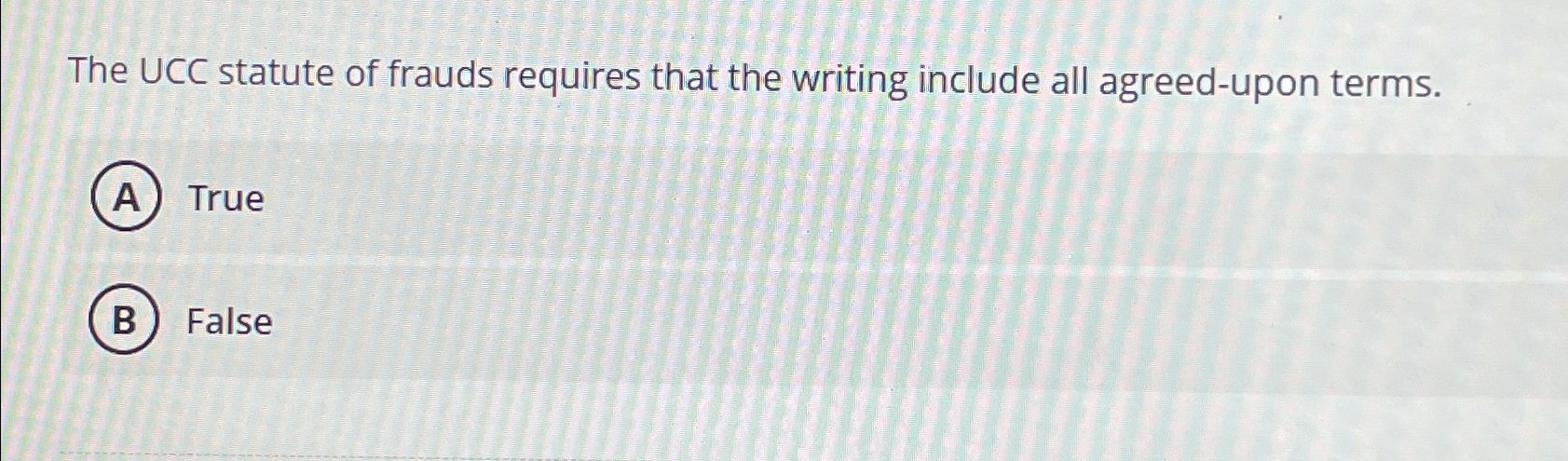 Solved The UCC statute of frauds requires that the writing | Chegg.com