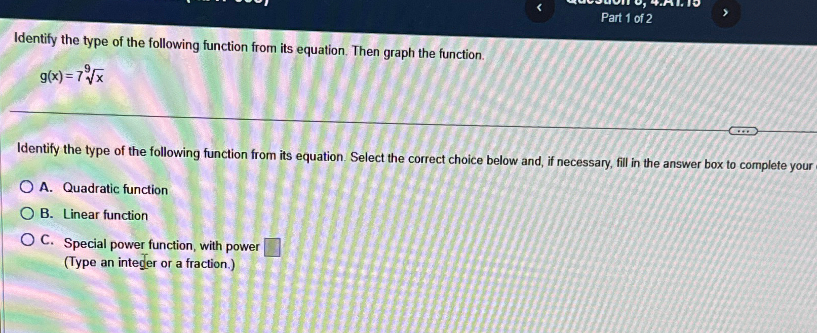 Solved Identify the type of the following function from its | Chegg.com