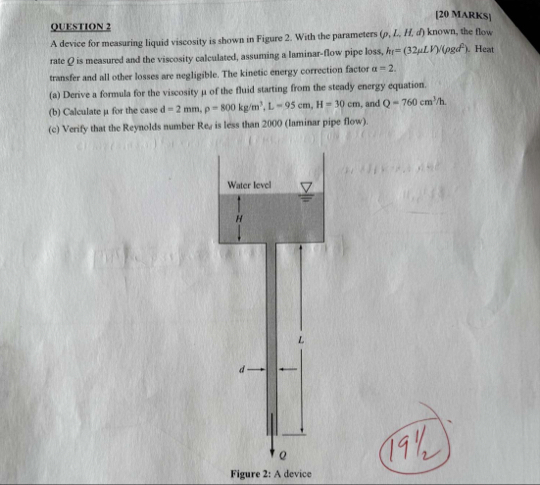 [20 ﻿MARKS]QUFSTION 2A device for measuring liquid | Chegg.com