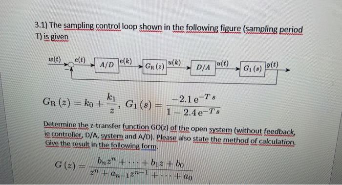 Solved 3.1) The sampling control loop shown in the following | Chegg.com