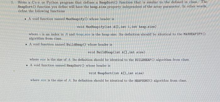 Solved 1. Write a C+ t or Python program that defines a | Chegg.com
