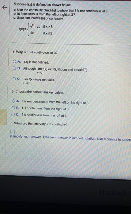 Solved Suppose f(x) is defined as shown below. a. Use the | Chegg.com