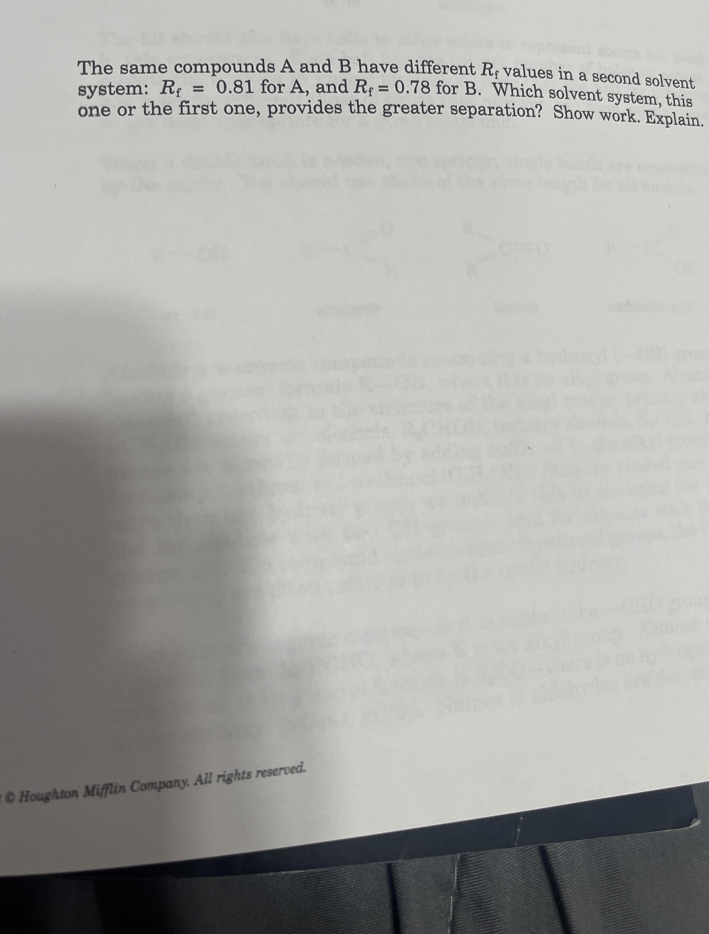 Solved The same compounds A and B have different Rf ﻿values | Chegg.com