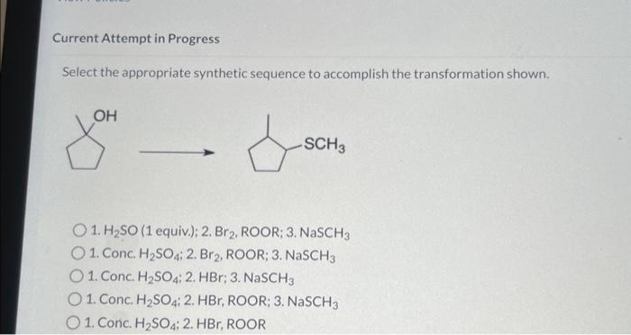 Solved Select the appropriate synthetic sequence to | Chegg.com
