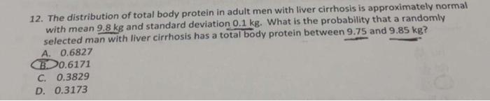 Solved 12. The distribution of total body protein in adult | Chegg.com