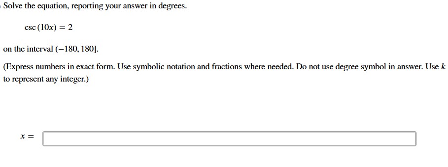Solved Solve the equation, reporting your answer in | Chegg.com