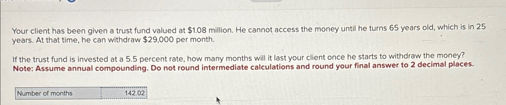 Solved Your client has been given a trust fund valued at | Chegg.com