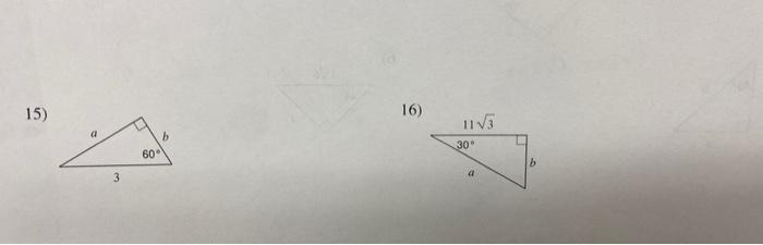 Solved 15) 16) 11/3 a 30 60 ) 4 3 | Chegg.com