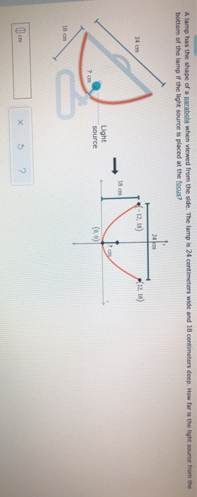 Solved A lamp has the shape of a parabola when viewed from | Chegg.com