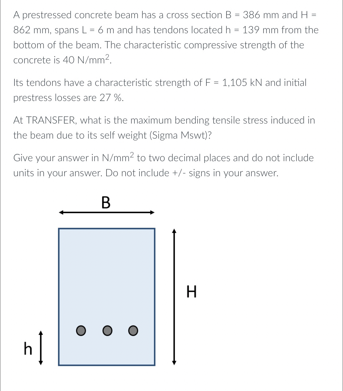 Solved A prestressed concrete beam has a cross section | Chegg.com
