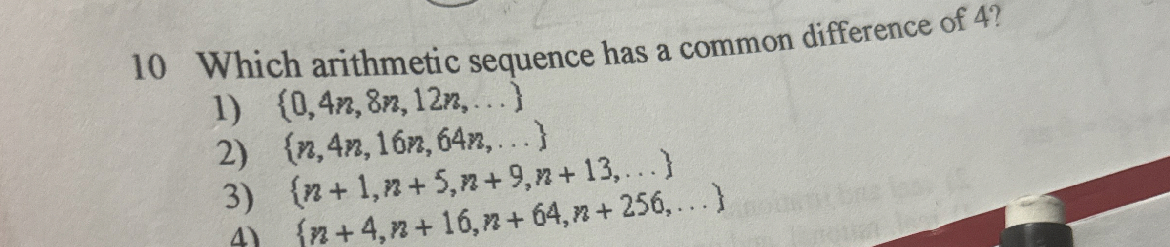 Solved 10 ﻿Which arithmetic sequence has a common difference | Chegg.com