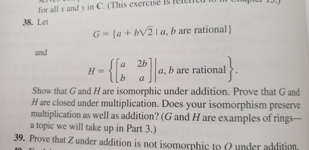 Solved for all x and y in C. (This exercise is 38. Let G = | Chegg.com