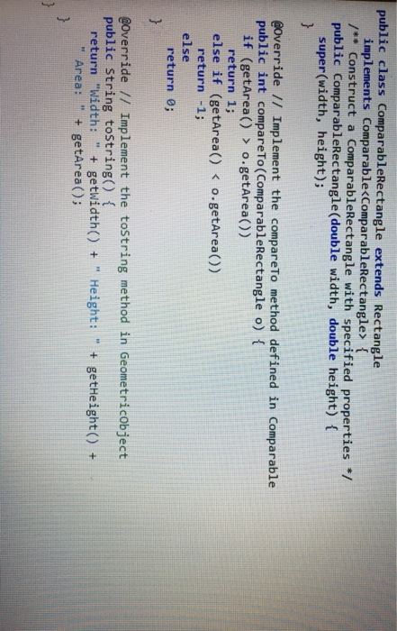 Solved (Enable Rectangle comparable) Rewrite the Rectangle | Chegg.com