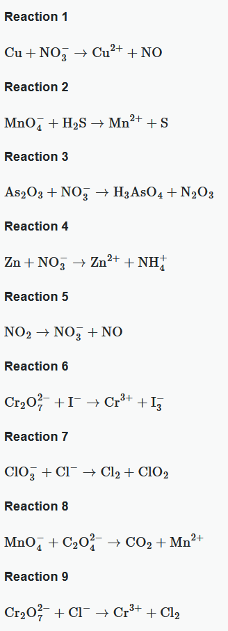 Solved Balance the following reactions in an acidic | Chegg.com
