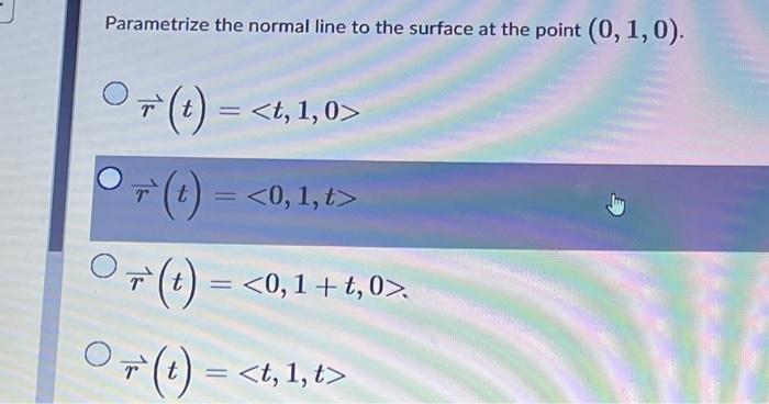 Solved Parametrize the normal line to the surface at the | Chegg.com