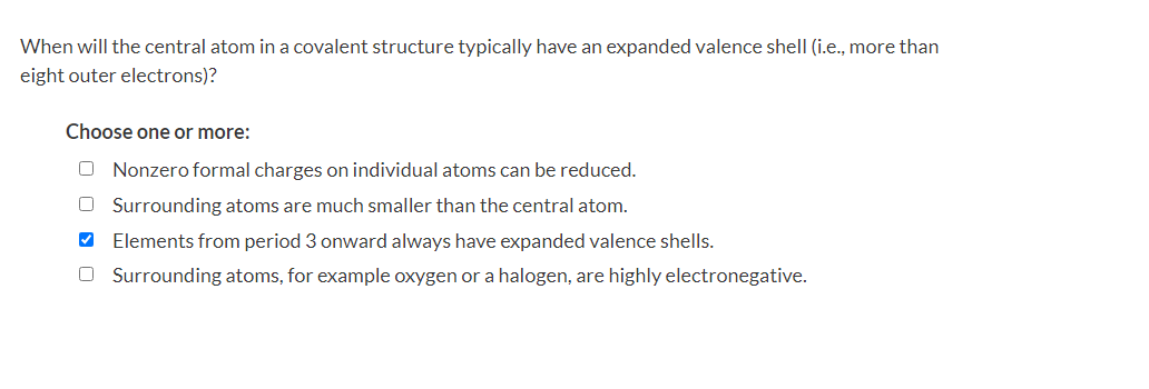 Solved When will the central atom in a covalent structure | Chegg.com