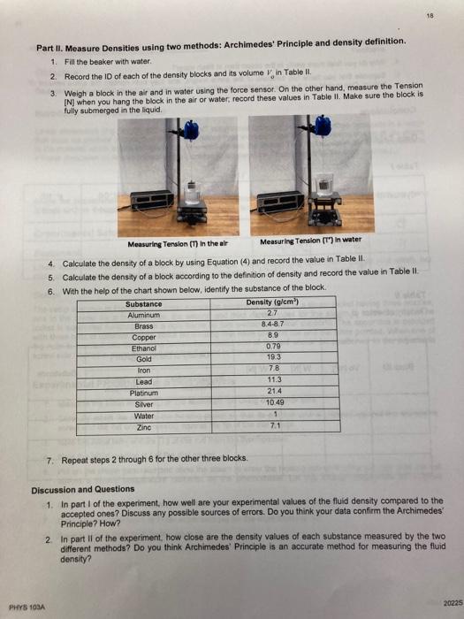 Solved 15 Lab 7: Archimedes' Principle and Density | Chegg.com