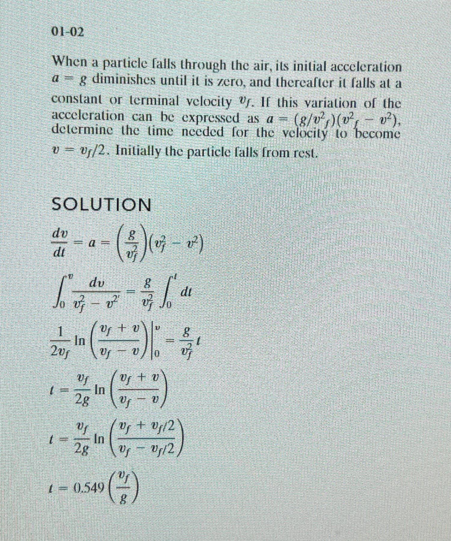 Solved 01-02When a particle falls through the air, its | Chegg.com