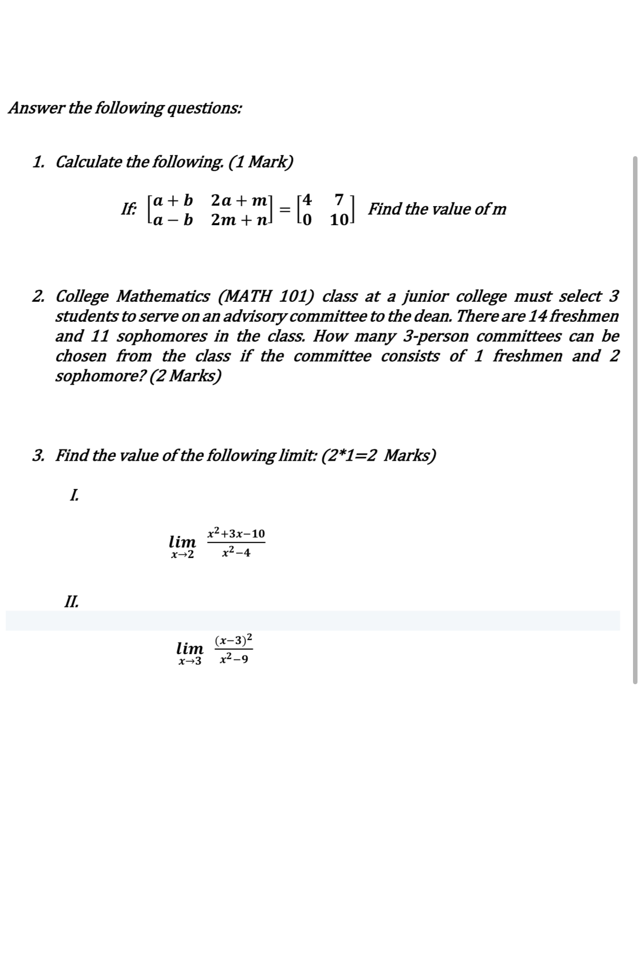 Solved Answer the following questions:Calculate the | Chegg.com