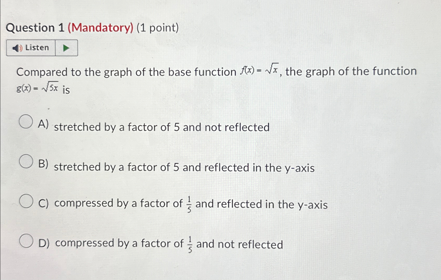 Solved Question 1 (Mandatory) (1 ﻿point)Compared to the | Chegg.com