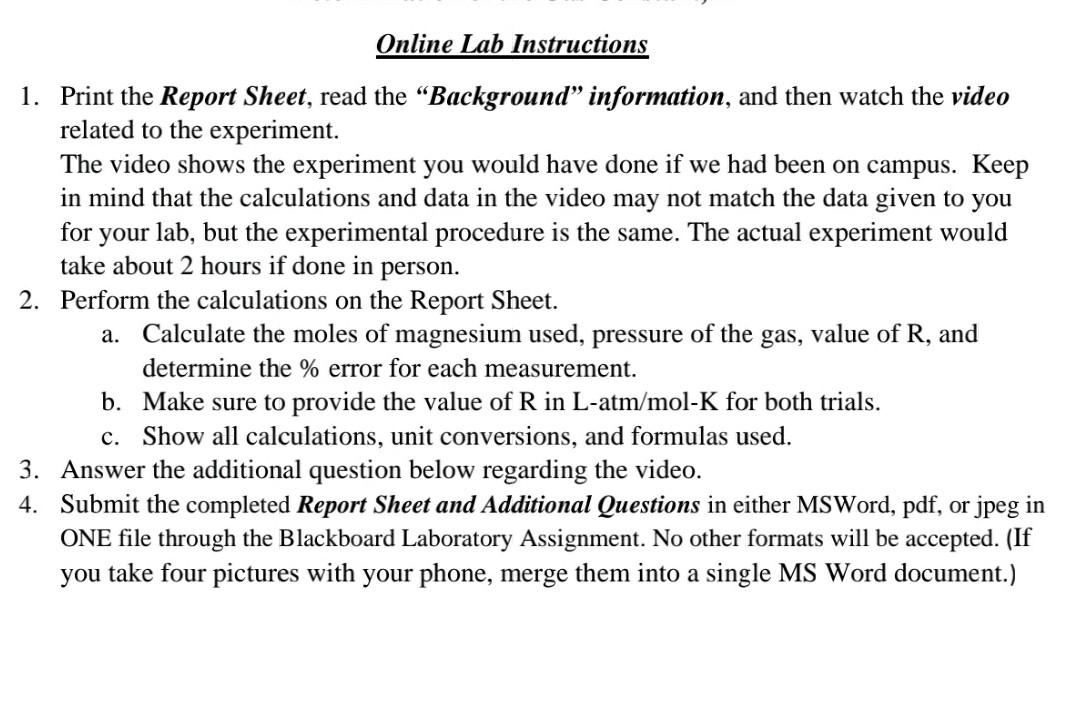 Solved Online Lab Instructions 1. Print the Report Sheet, | Chegg.com