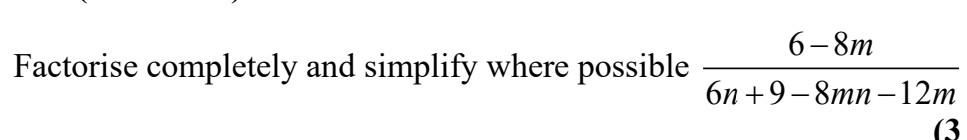 Solved Factorise completely and simplify where possible 6-8m | Chegg.com