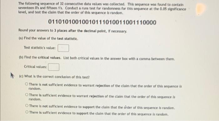 Solved The following sequence of 32 consecutive data values | Chegg.com