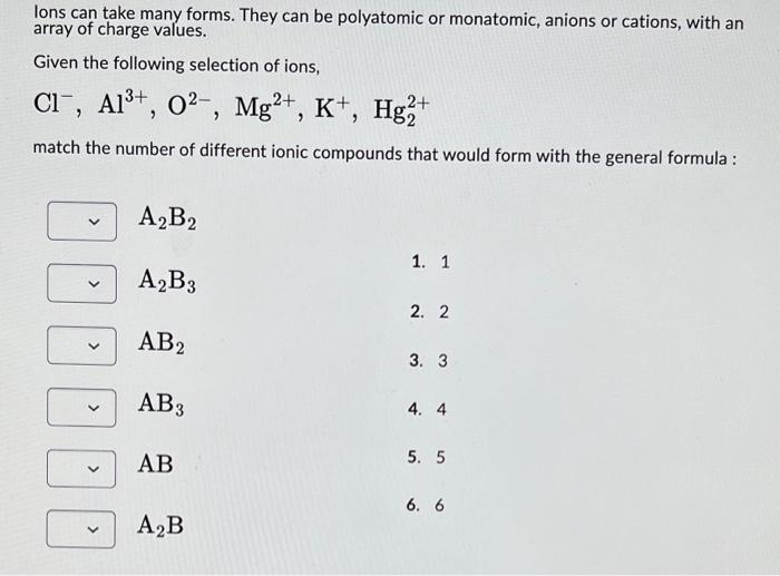 Solved Ions can take many forms. They can be polyatomic or | Chegg.com