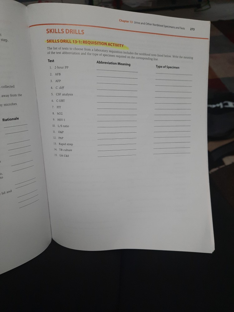 Solved Chapter 13 Urine and Other Nonblood Specimens and | Chegg.com