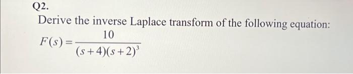 Solved Derive the inverse Laplace transform of the following | Chegg.com