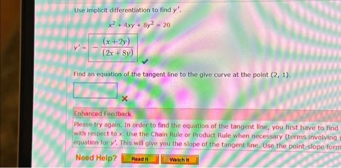 Solved Use implicit differentiation to find y'. x² + 4xy + | Chegg.com