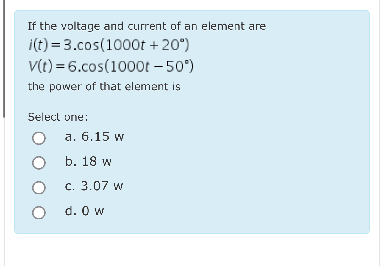 Solved If the voltage and current of an element | Chegg.com