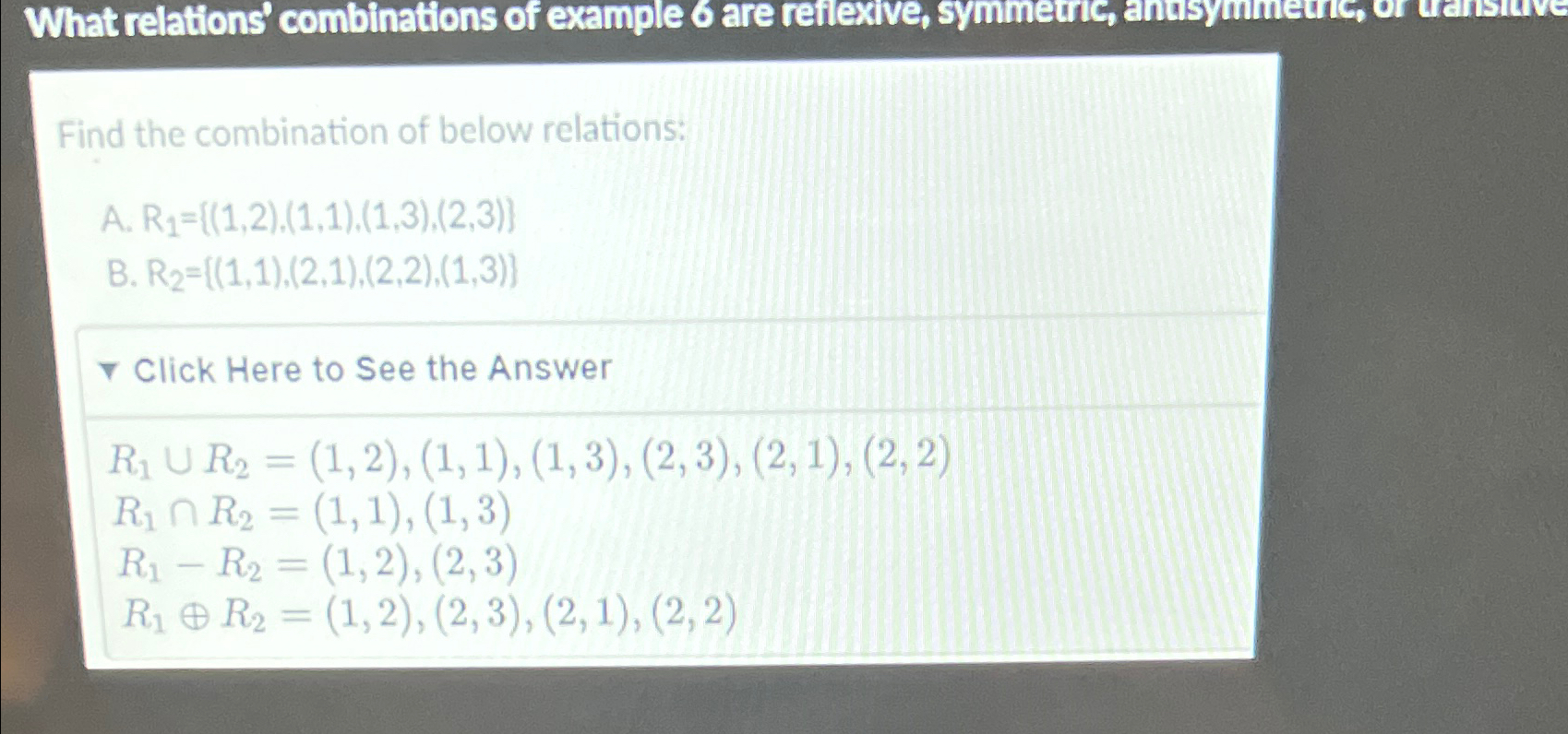 Solved What relations' combinations of example 6 ﻿are | Chegg.com