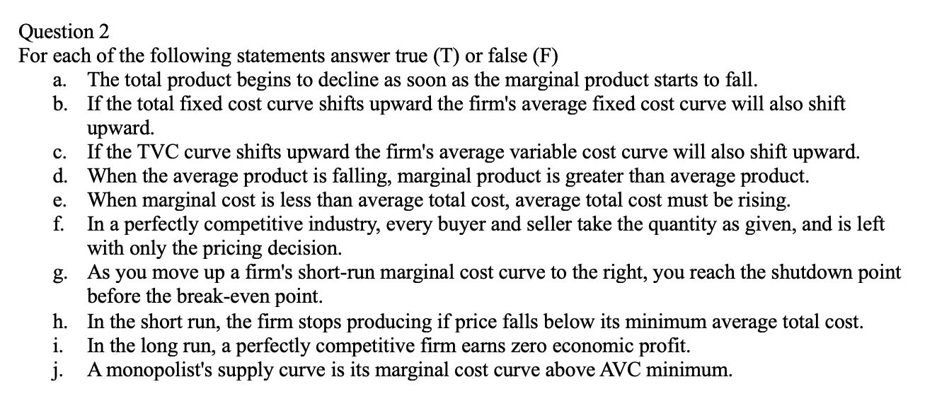 Solved Indicate whether each of the following statements is | Chegg.com