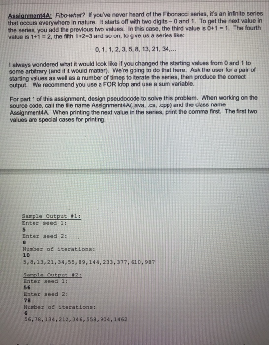 Solved Assignment4a Fibo What If Youve Never Heard Of The 3873