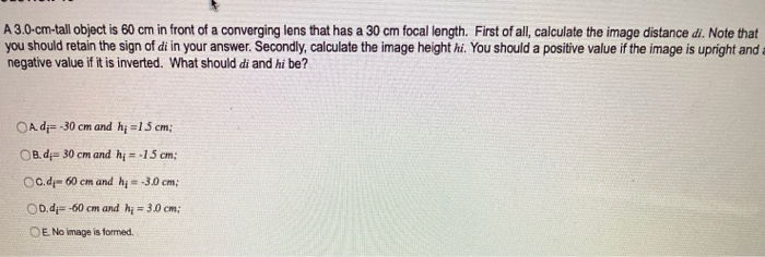 Solved A 3.0-cm-tall object is 60 cm in front of a | Chegg.com