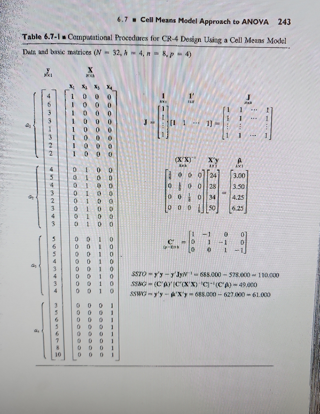 Solved 6.7 ﻿Cell Means Model Approach to ANOVA243Table | Chegg.com