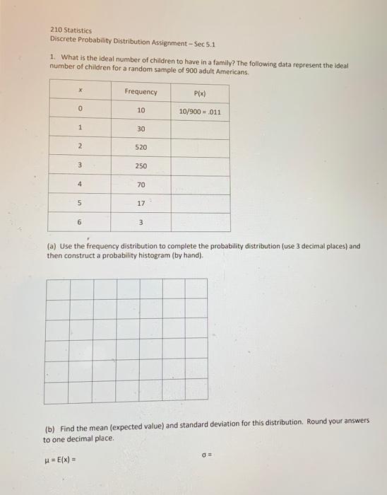 Solved 210 Statistics Discrete Probability Distribution | Chegg.com