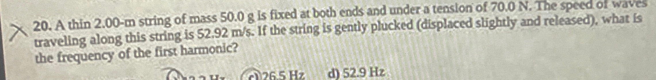Solved A thin 2.00-m ﻿suring of mass 50.0g ﻿is fixed at both | Chegg.com