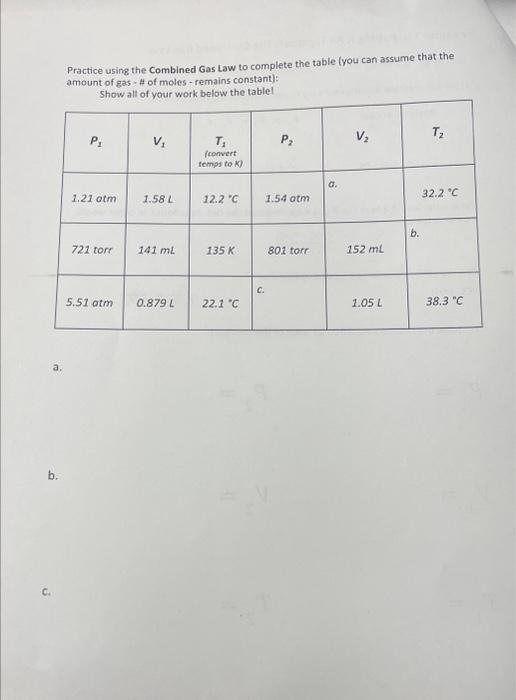 Solved Chapter 11: Putting it All Together: The Combined Gas | Chegg.com
