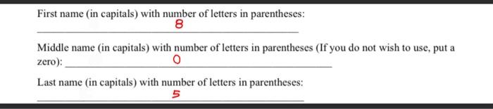 Solved First name (in capitals) with number of letters in | Chegg.com
